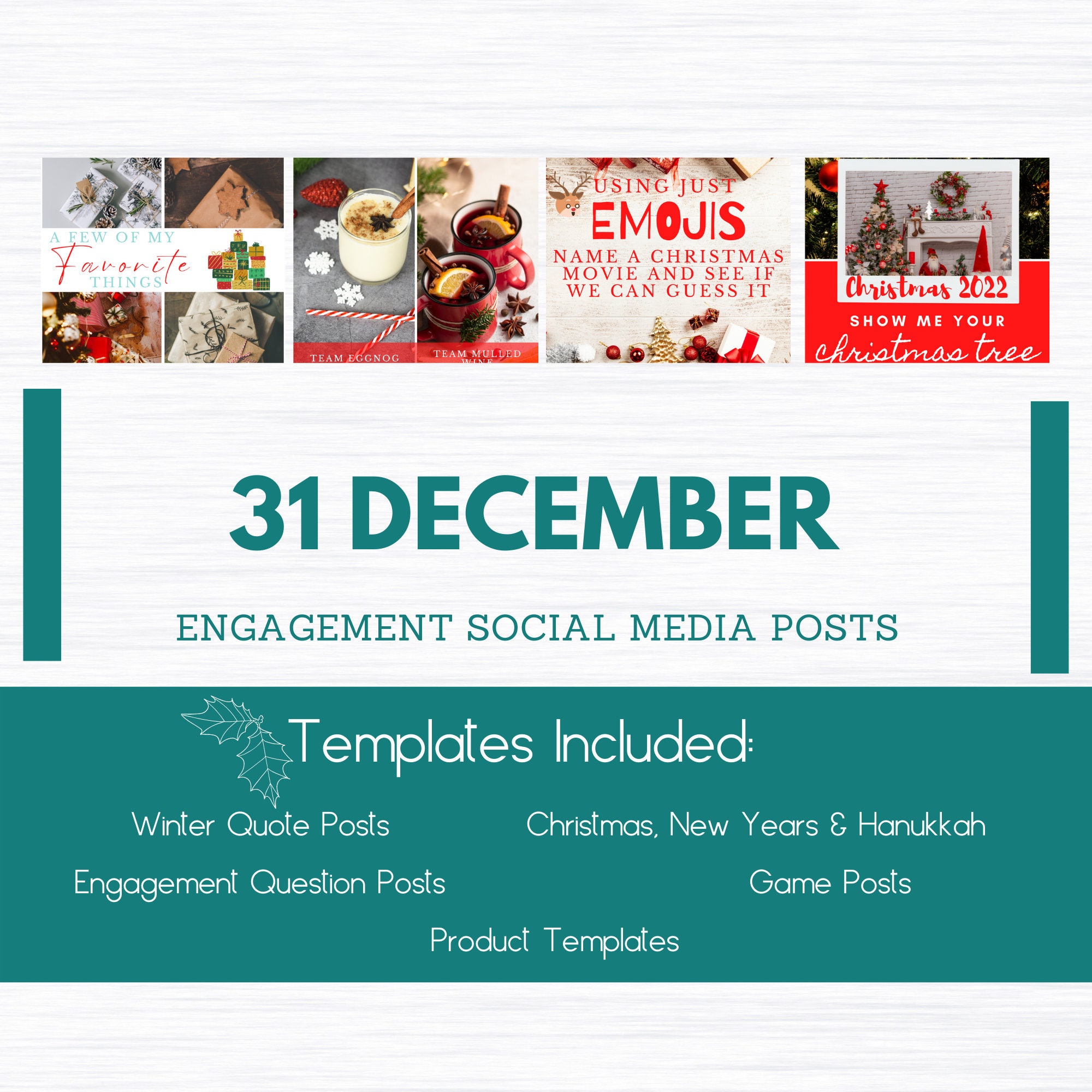 31 Winter, Christmas & Hanukkah Graphics Bundle, Engagement Posts ...