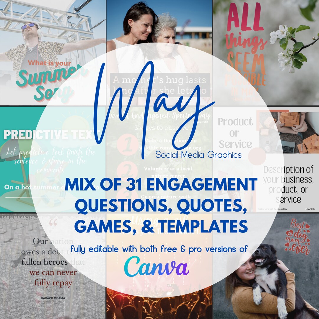 31 May Social Media Engagement Graphics, Canva Template, Social Selling ...