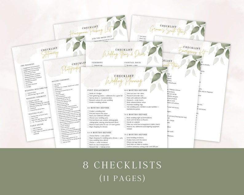 Wedding Planning Checklist Printable Wedding Planner - Etsy