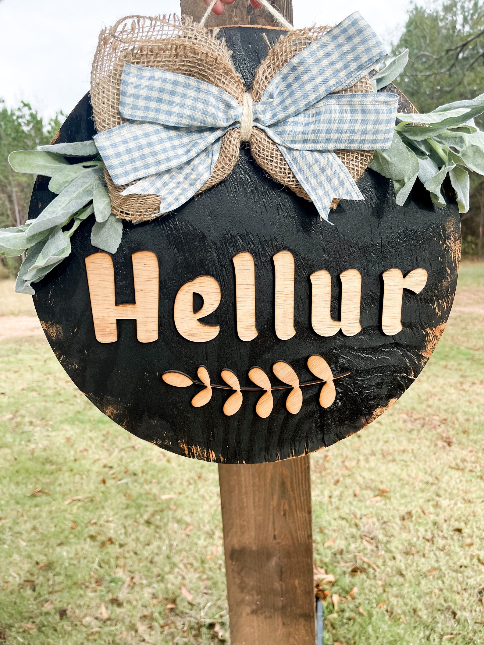 Hellur Door Hanger Porch Decor Funny Porch Sign 3D Wood Letters Laser ...