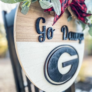 Georgia Bulldog Door Hanger Ga Sign Georgia Bulldogs Porch Decor ...