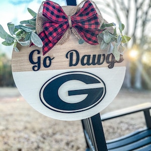 Georgia Bulldog Door Hanger Ga Sign Georgia Bulldogs - Etsy