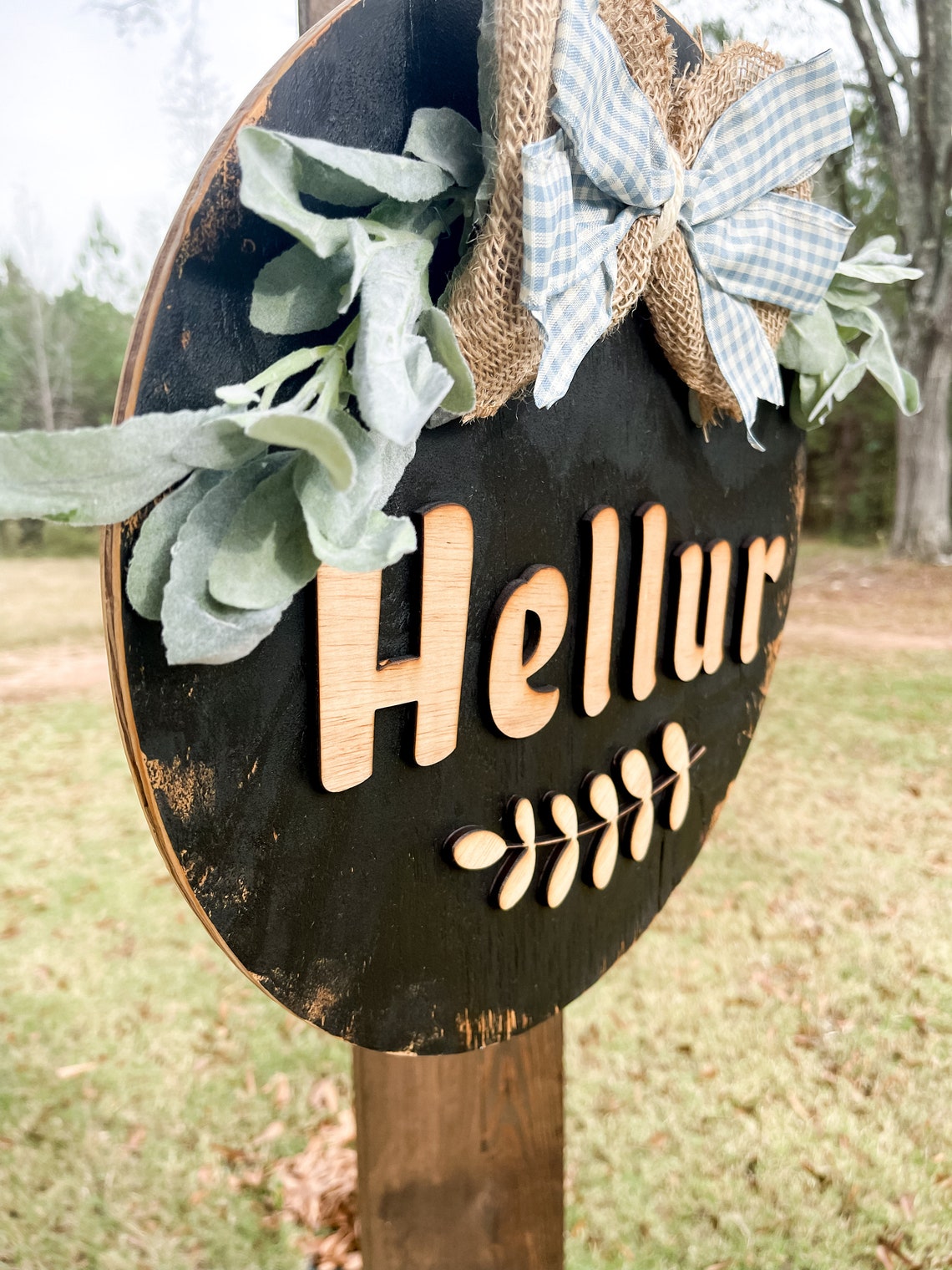 Hellur Door Hanger Porch Decor Funny Porch Sign 3D Wood Letters Laser ...