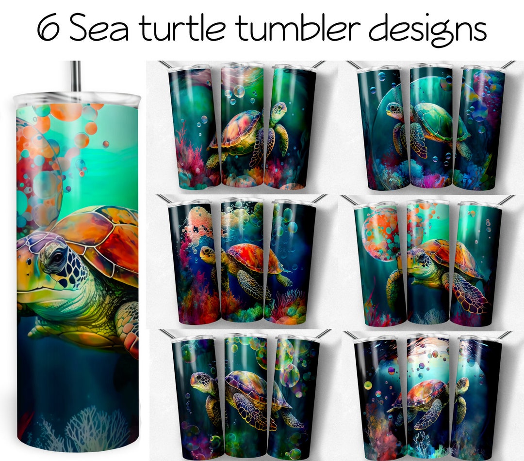 6 Alcohol Ink Sea Turtle 20oz Skinny Tumbler Sublimation - Etsy