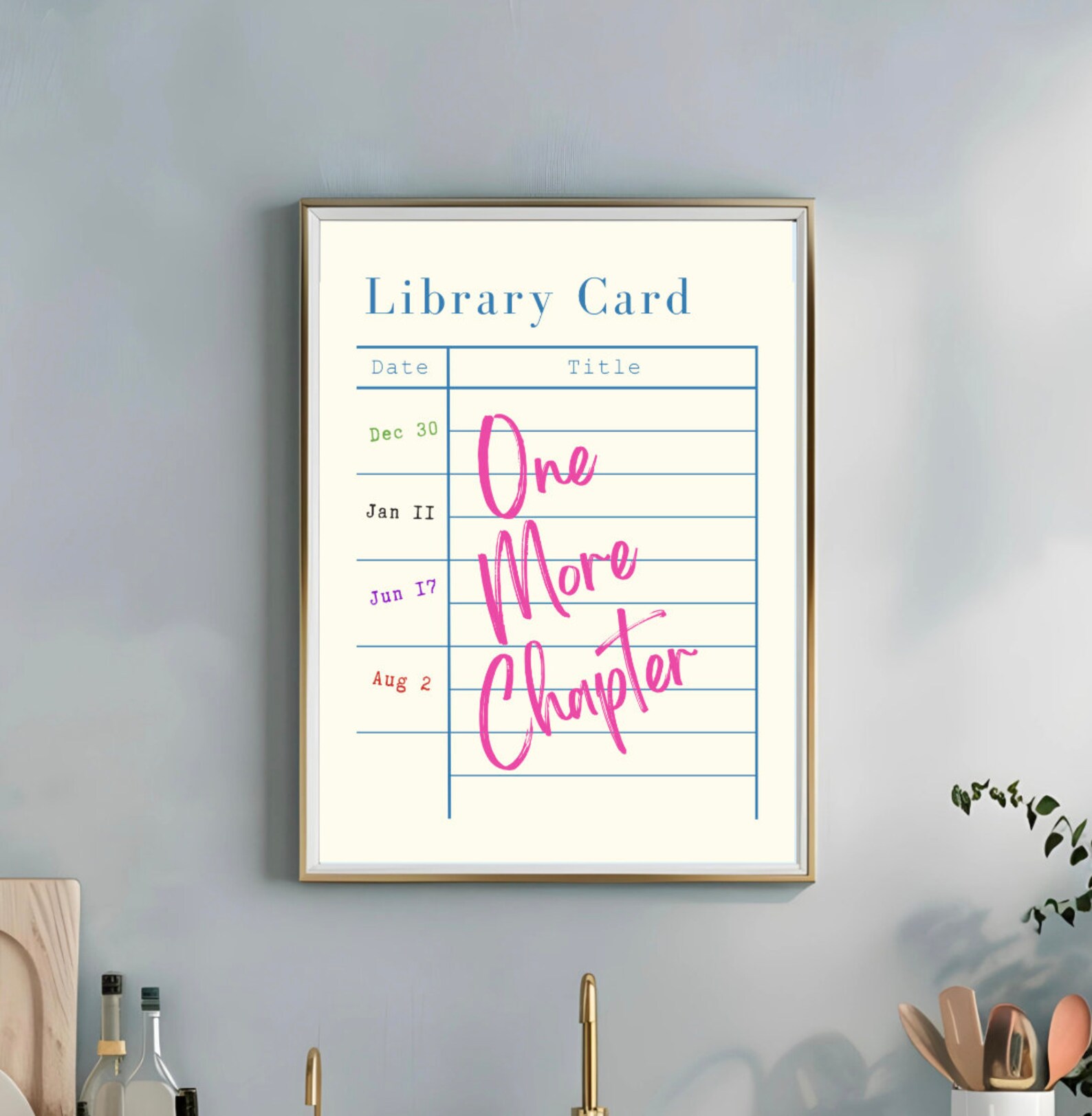 Library Card Art Print, Girly Bookish Art, Pink Library Decor, Gift for ...