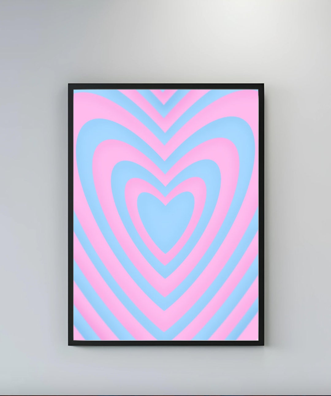 Blue and Pink Heart Art, Minimal Heart Prints, Modern Art Prints ...