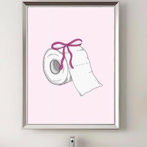 Pink Bathroom Art Print, Retro Wall Art, Girly Bathroom Art Prints ...