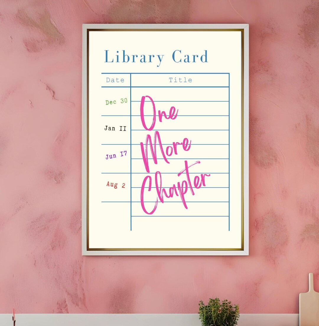 Library Card Art Print, Girly Bookish Art, Pink Library Decor, Gift for ...