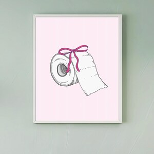 Pink Bathroom Art Print, Retro Wall Art, Girly Bathroom Art Prints ...