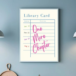 Library Card Art Print, Girly Bookish Art, Pink Library Decor, Gift for ...