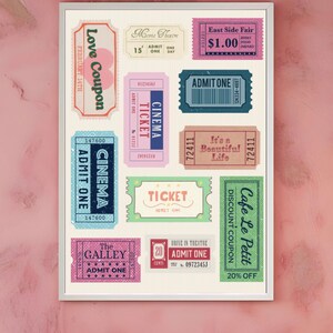 Ticket Collage Art Print, Trendy Wall Art, Maximalist Prints, Colorful ...