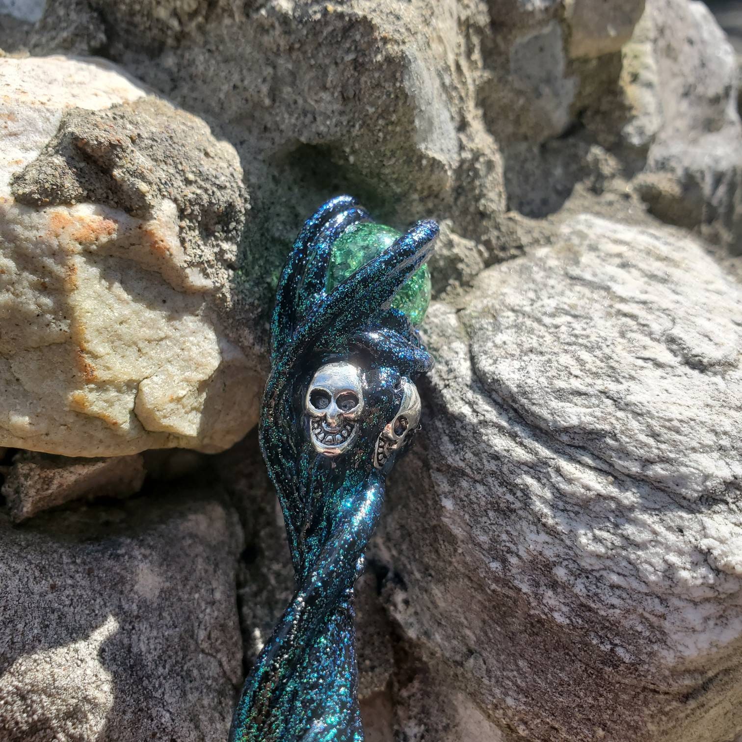 Skull Wand Halloween Wand Green Skull Wand Green Wand - Etsy