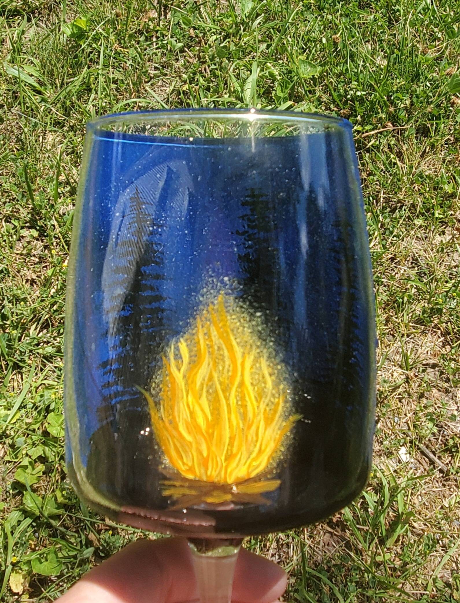 3D Wine Glass Campfire Wine Glass Glamping Wine Glass Camp - Etsy