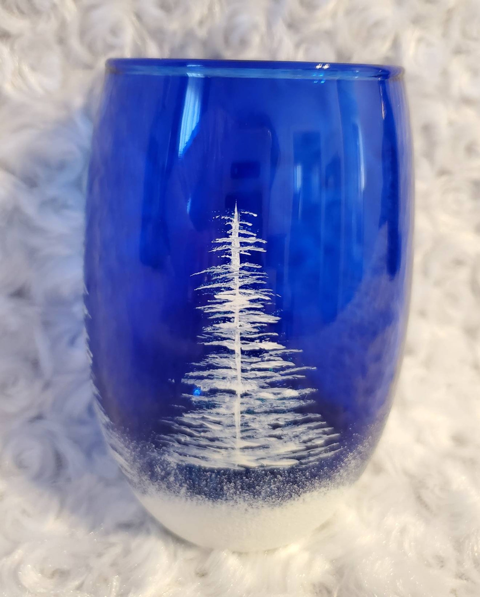 Hand Painted Winter Scene Wine Glass: Snow Covered Christmas Tree - Etsy