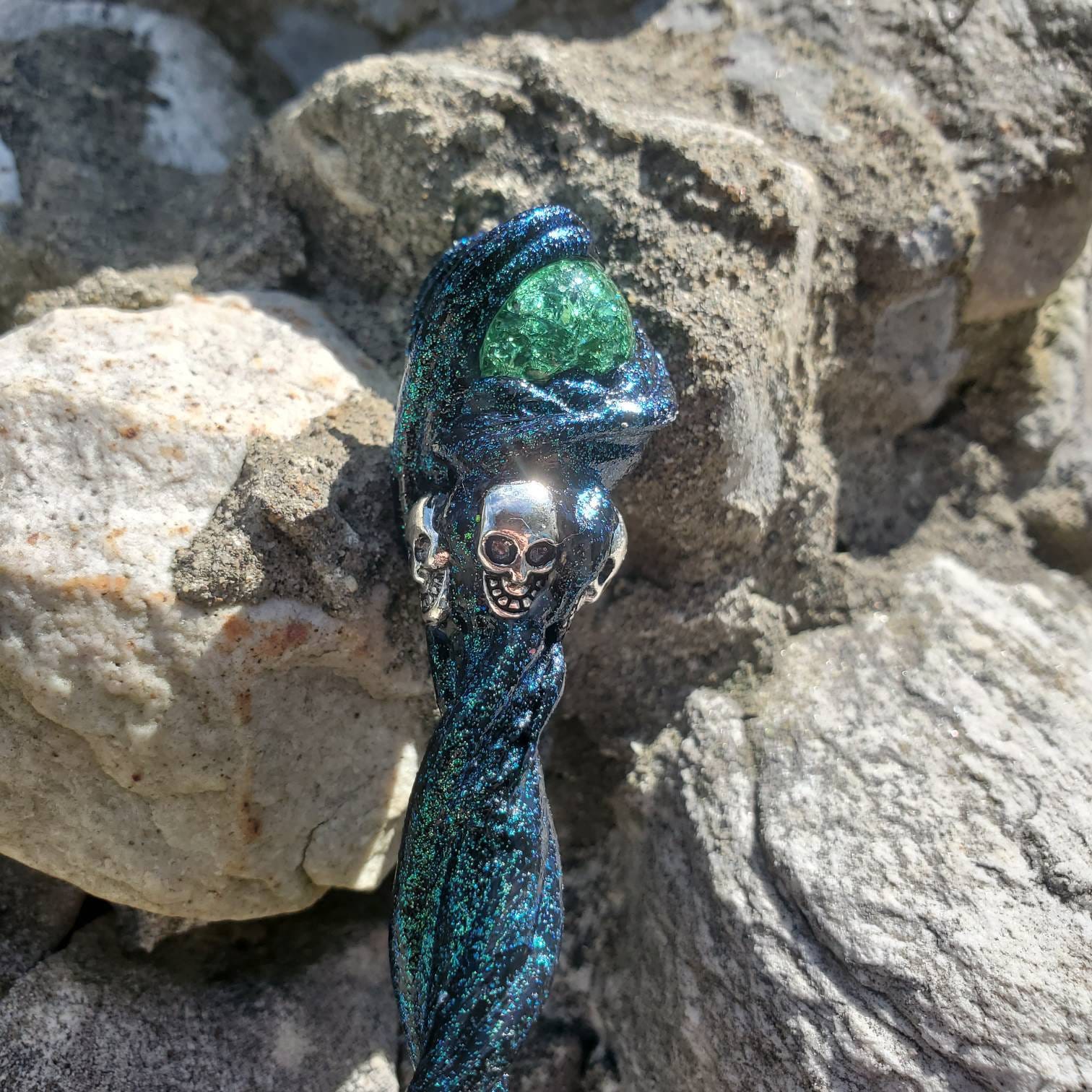 Skull Wand Halloween Wand Green Skull Wand Green Wand - Etsy