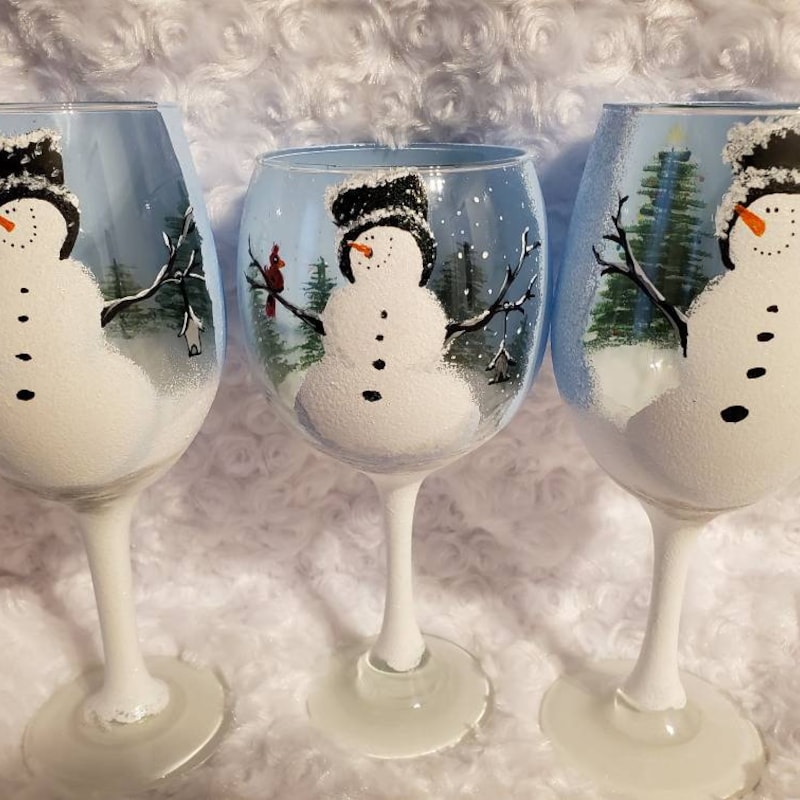 Snowman Wine Glass - Etsy