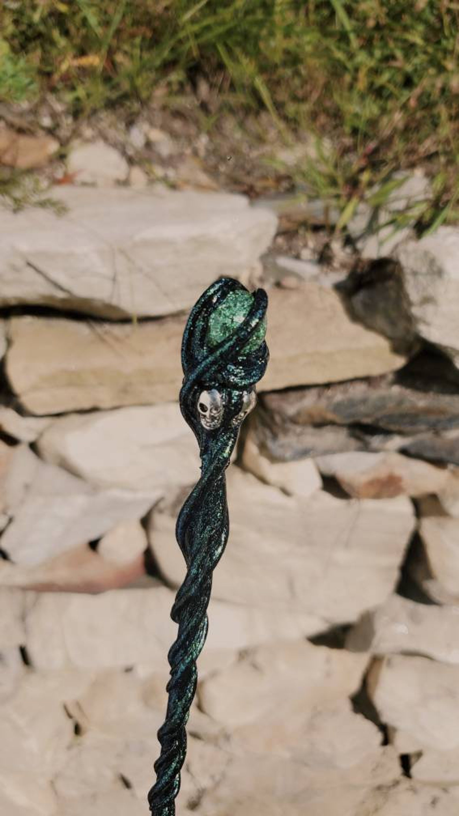 Skull Wand Halloween Wand Green Skull Wand Green Wand - Etsy