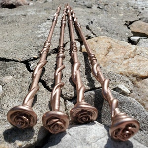 Rose Wand, Rose Gold Wand, Wizard Wand, Witch Wand, Shiny Gold Wand ...