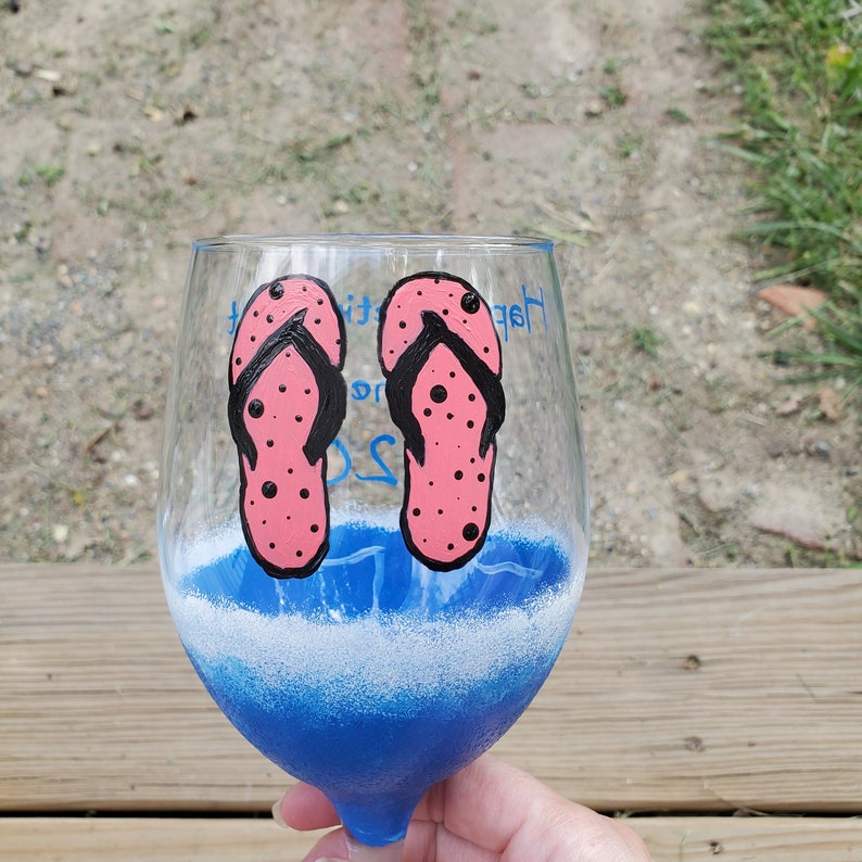 Hand Painted Flip Flop Wine Glasses - Etsy
