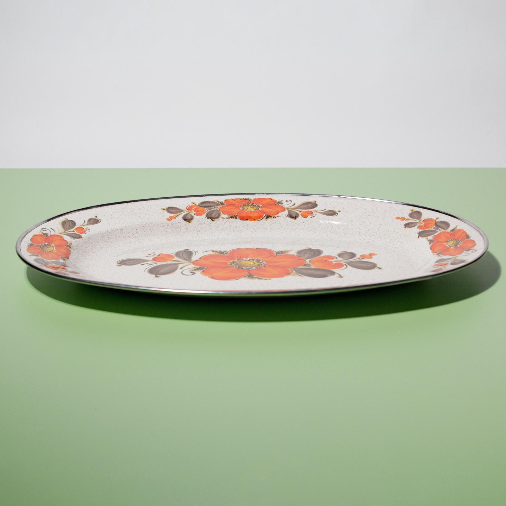 Vintage Japanese Sanko Ware Enamelware Serving Platter, Mid-century ...