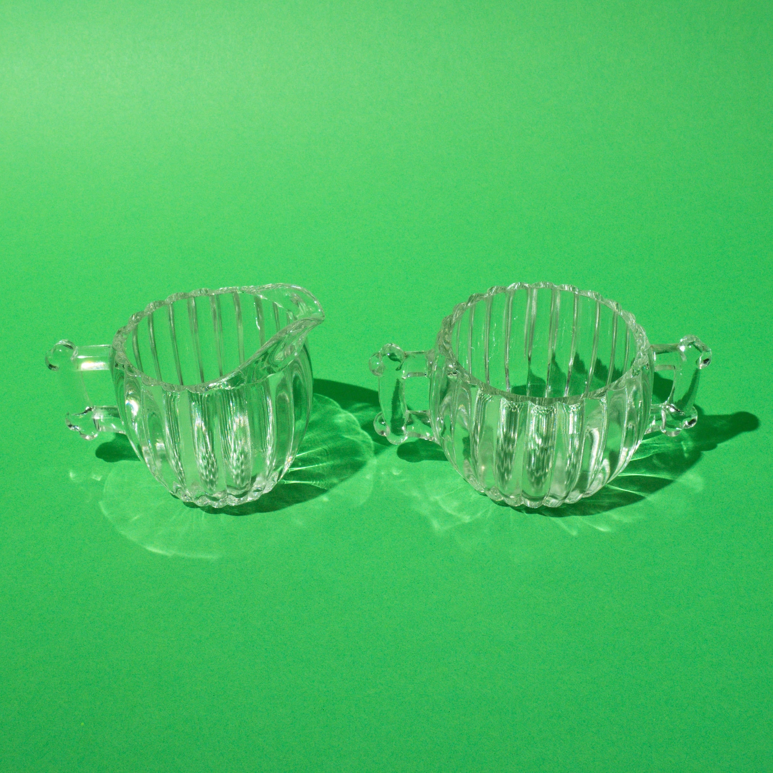 Vintage 1950s Ribbed Creamer & Sugar Bowl Set - Etsy