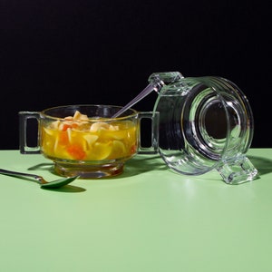 Vintage Joe Colombo Glass Bowls, Square Double Handle, Mid-century ...