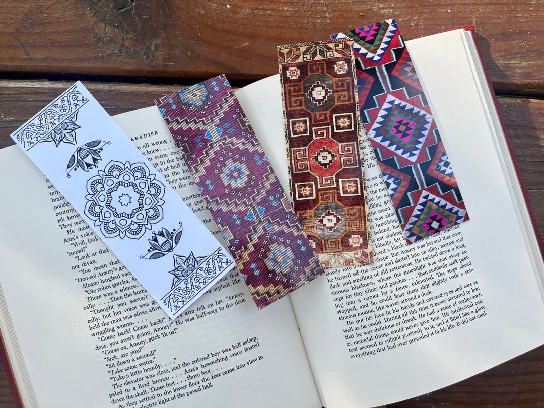 Antique Carpet Bookmarks, Set of 4, Vintage Rug, Gift for Book Lovers ...