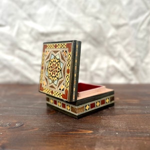 Small Wooden Jewelry Box, Walnut and Mother of Pearl. Syrian Mosaic ...