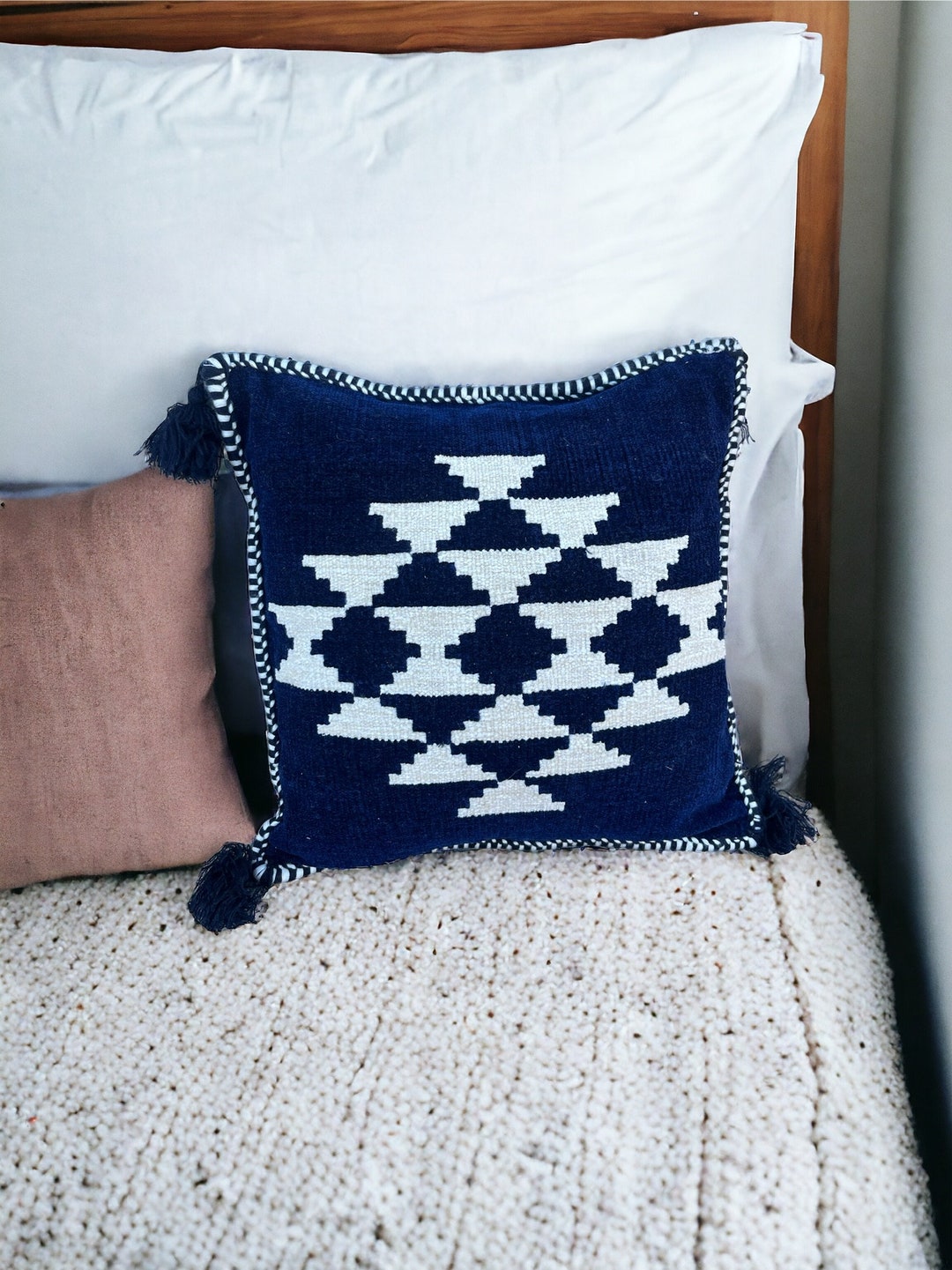 Handwoven Decorative Pillow Cover, 16x16 Inches, Small Throw Pillow ...