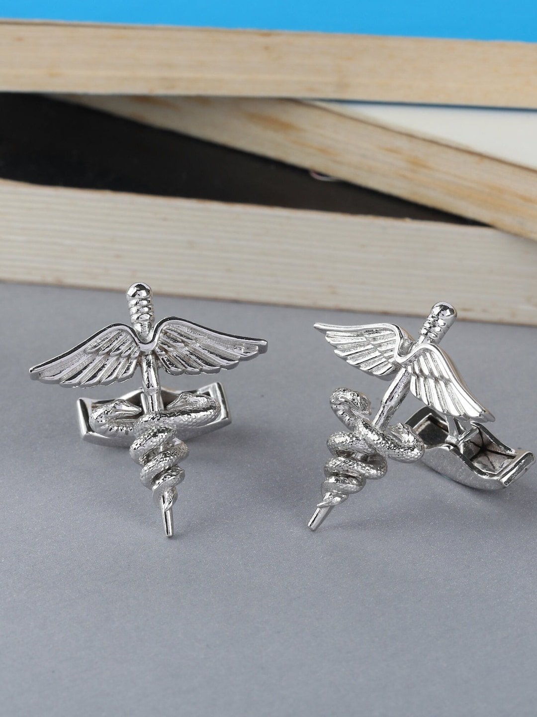 925 Sterling Silver Caduceus / Doctor Symbol Cufflinks - Etsy