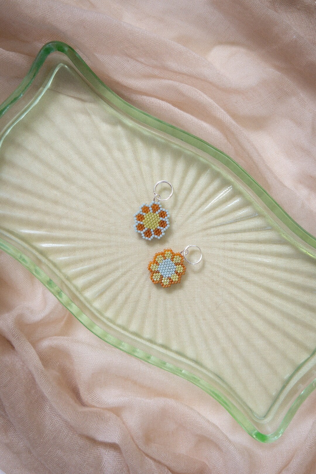 Handmade Seed Bead Flower Power Earrings, Handwoven Beaded Earrings ...