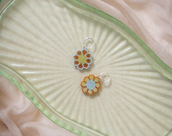 Handmade Seed Bead Daisy Flower Stud Earrings, Handwoven Beaded ...