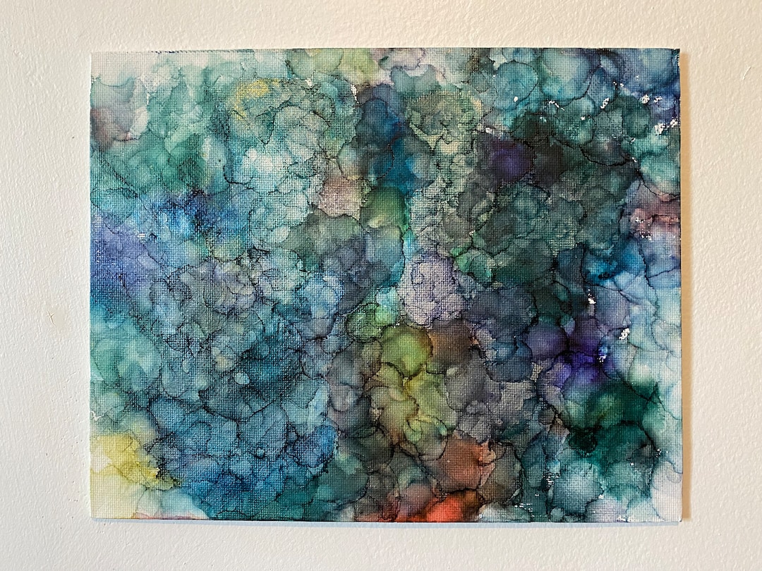 Alcohol Ink Painting on Canvas Board.rare Find.one of a Kind. Original ...
