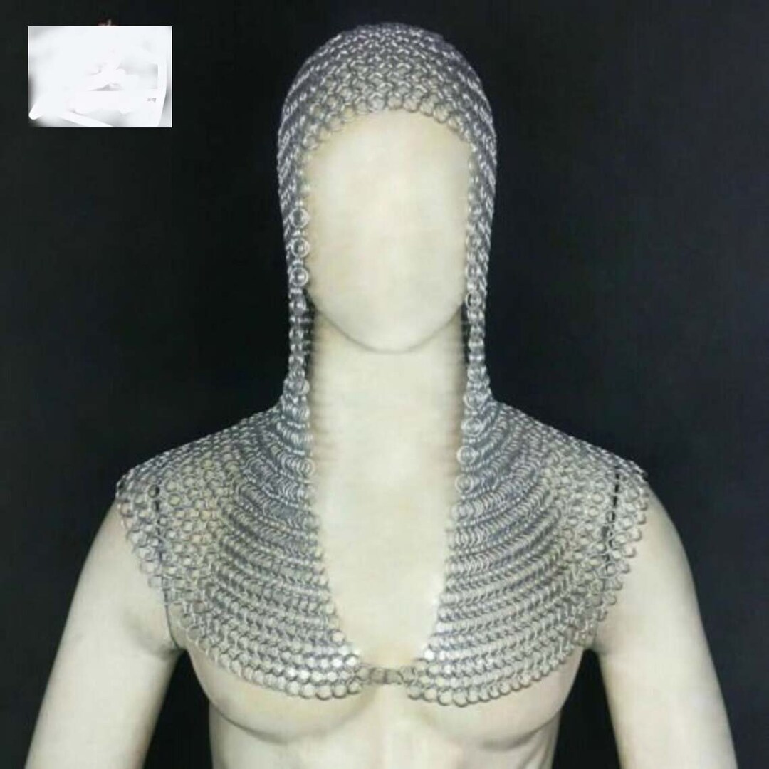 Chainmail Hood 10mm Butted Aluminum Silver Color Costume Birthday Gift ...