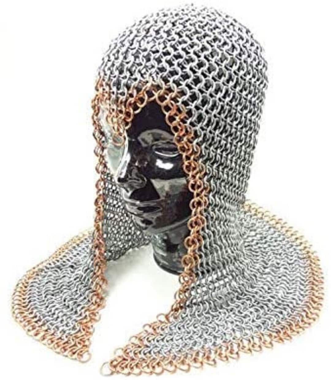 Butted Chainmail Open Neck Coif/hood for Hauberk 10 Mm Aluminum ...