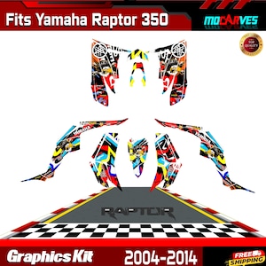 YAMAHA Raptor 350 Graphics Kit 2004 2006 2009 to 2014 Decals Stickers ...