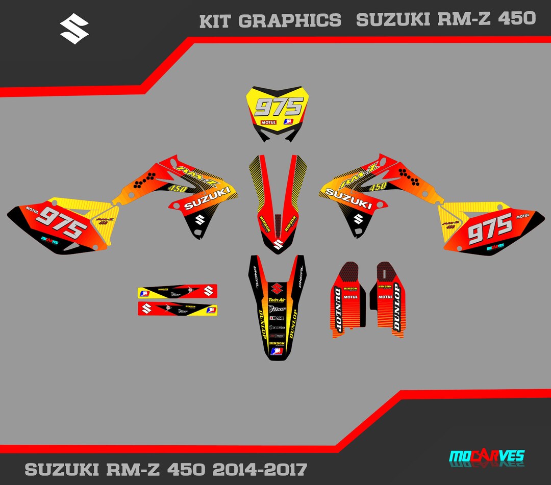 Suzuki Full Graphics RMZ 450 2017 Decals Stickers Kit Motocross - Etsy
