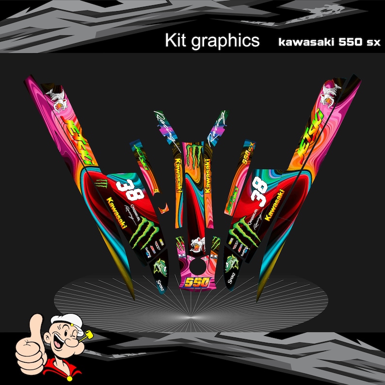 Kawasaki 550sx Jet Ski Graphics Kit Decal Decal Stickers Kawasaki 550 ...