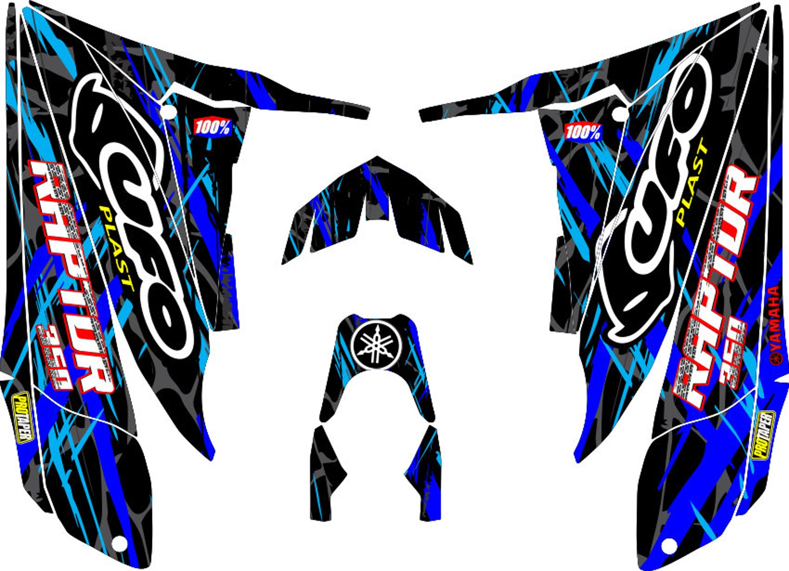 YAMAHA Raptor 350 Graphics Kit 2004 2006 2009 to 2014 Decals Stickers ...