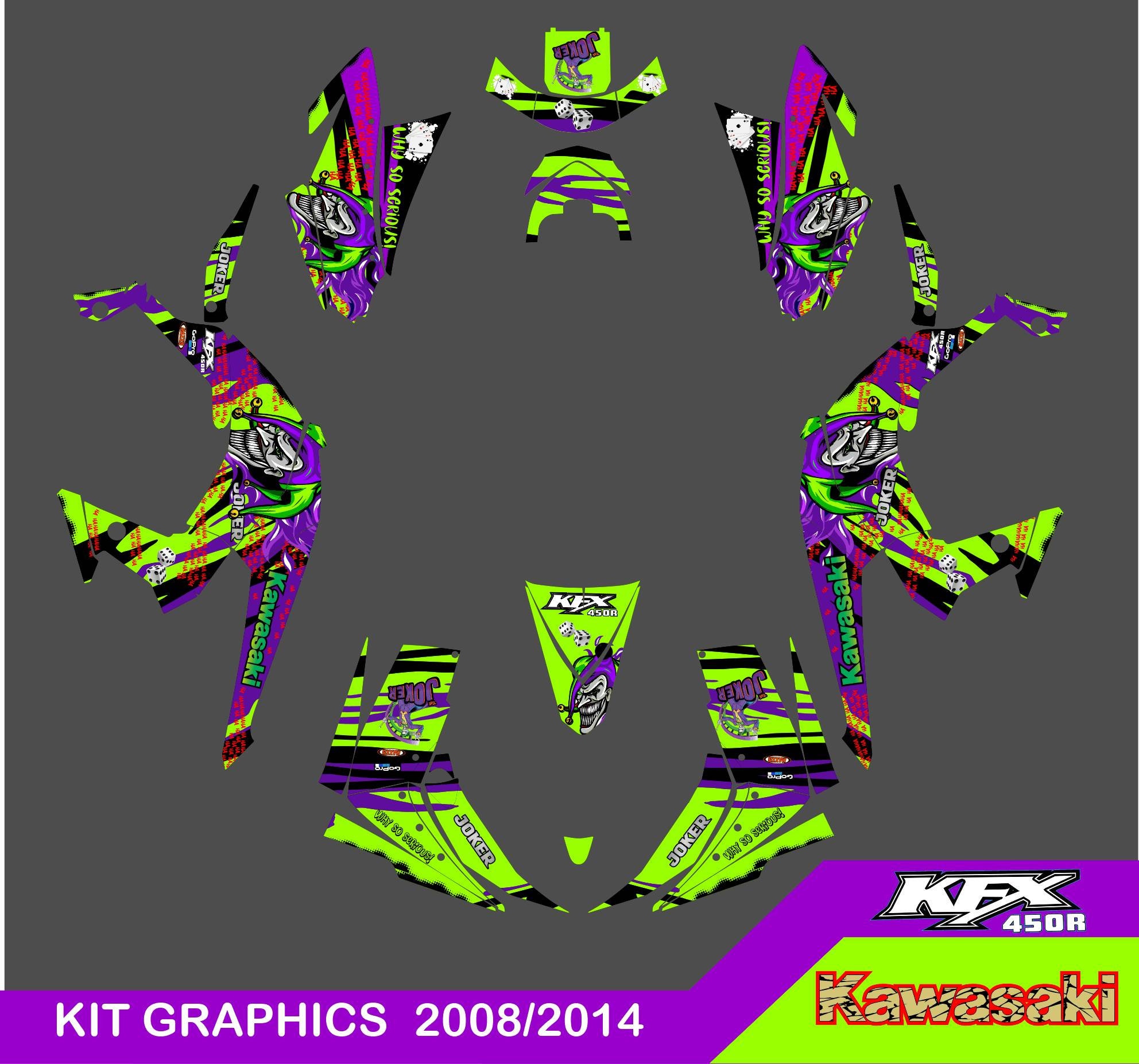 Kawasaki KFX 450/450R 2008/2014-graphics Full Kit-decal Set-atv ...