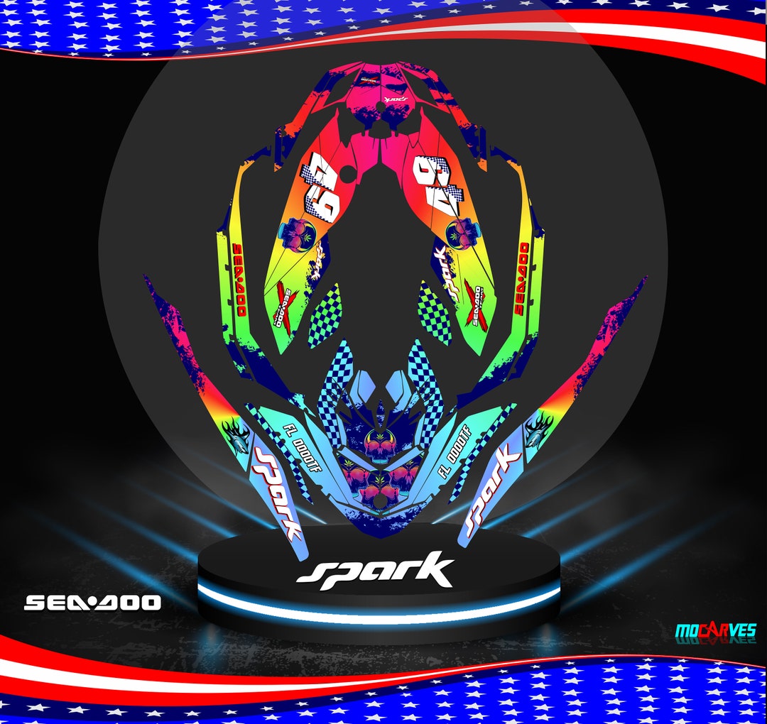 Fits SEA DOO SPARK Trixx 2 up + 3up Graphics Kit Decals Spark Stickers ...