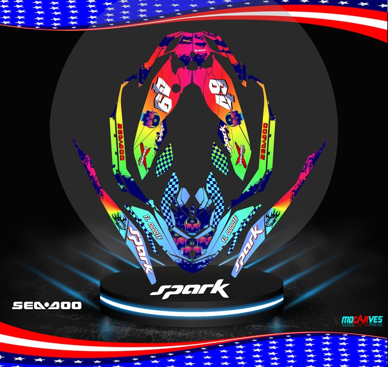 Fits SEA DOO SPARK Trixx 2 up + 3up Graphics Kit Decals Spark Stickers ...