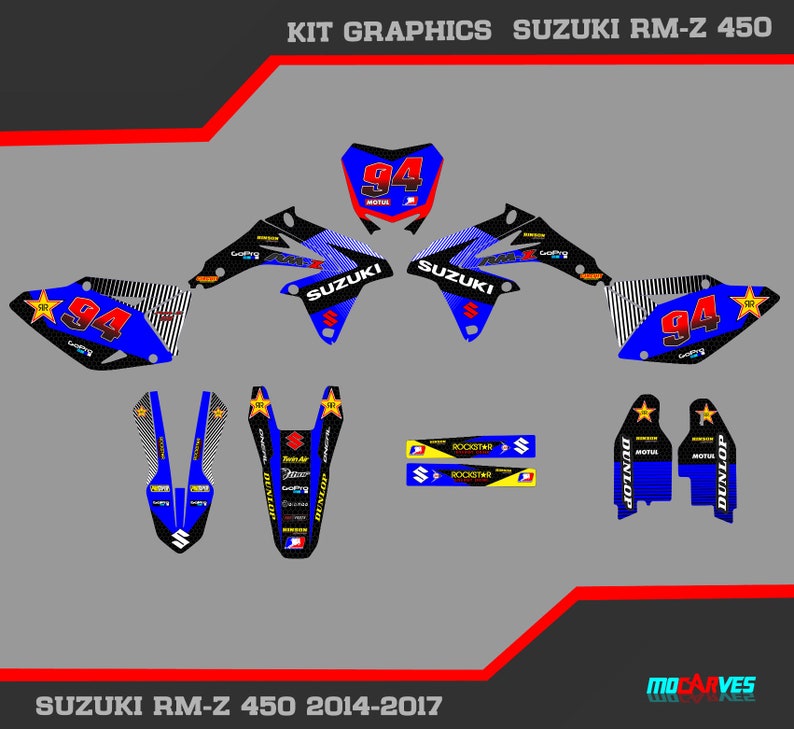 Suzuki Full Graphics RMZ 450 2017 Decals Stickers Kit Motocross - Etsy