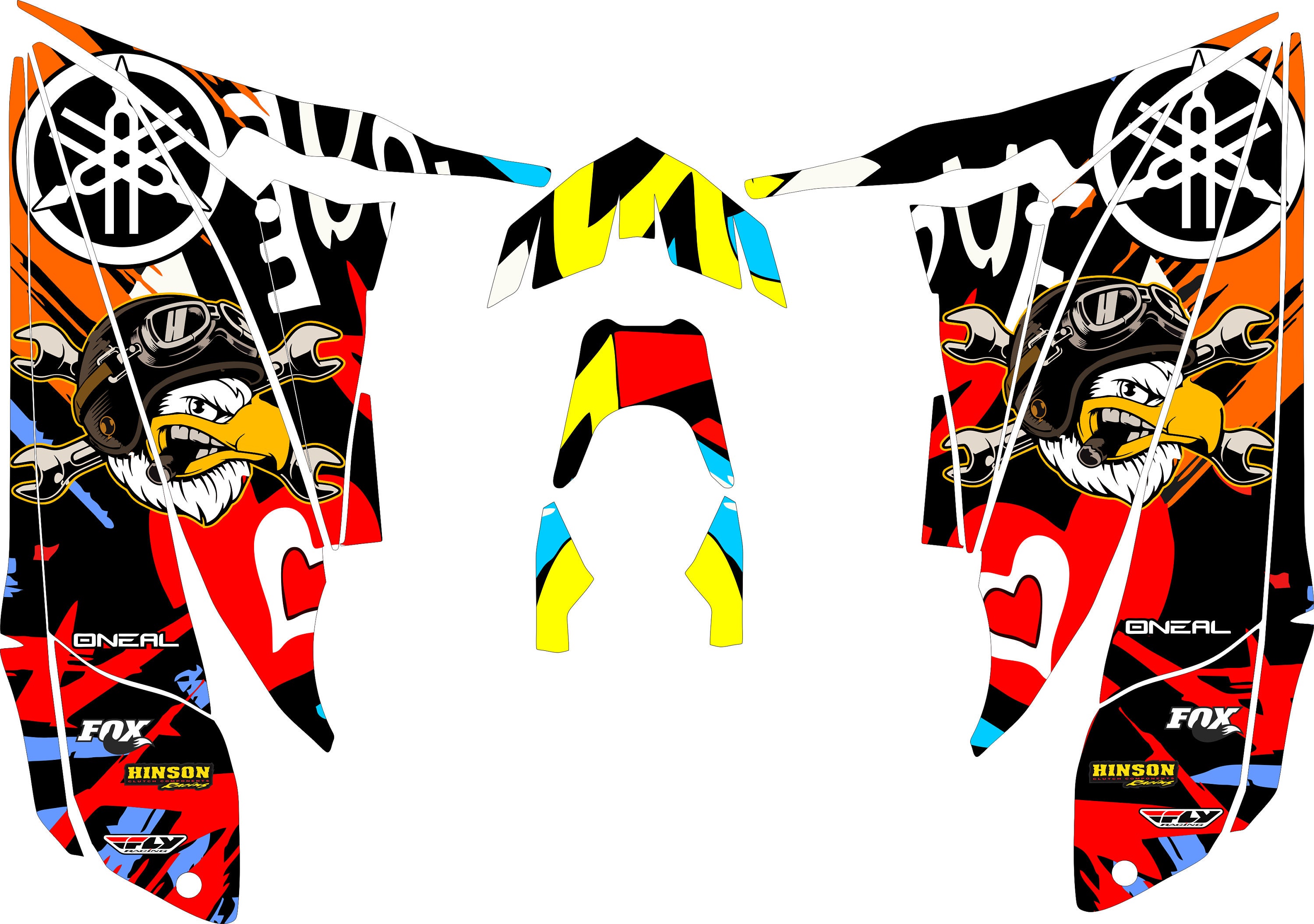YAMAHA Raptor 350 Graphics Kit 2004 2006 2009 to 2014 Decals Stickers ...