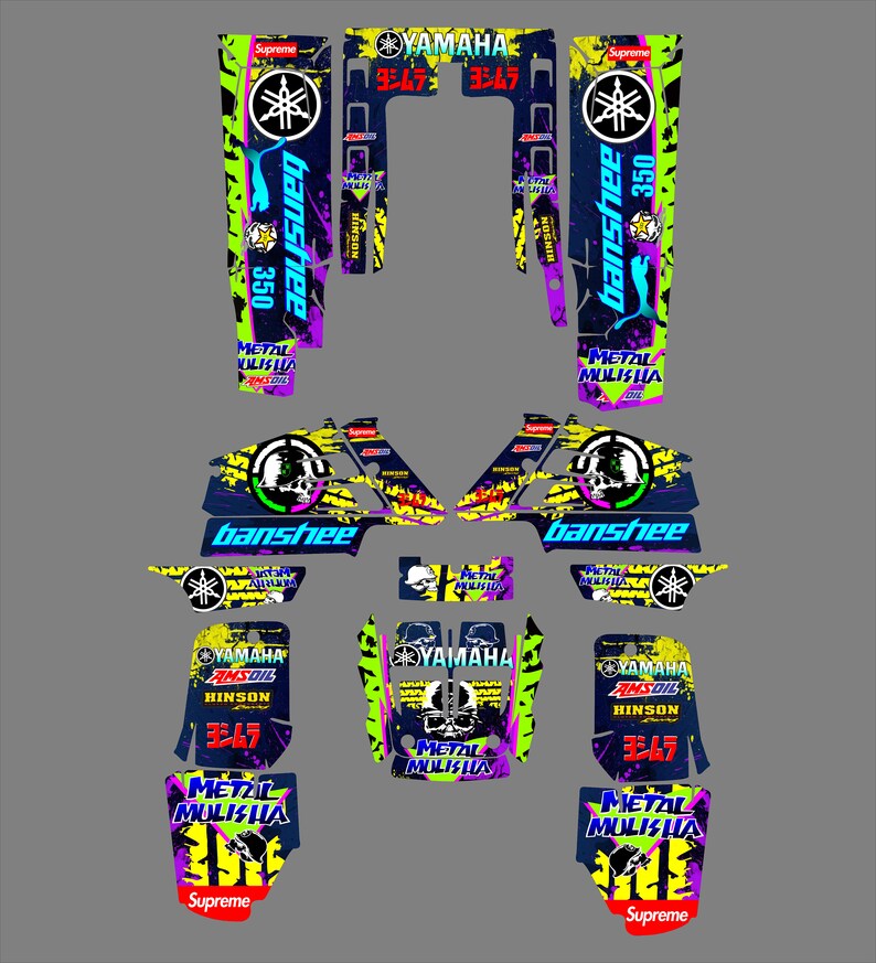 Yamaha Banshee 350 Full Graphics Kit Stickers Decals Atv - Etsy