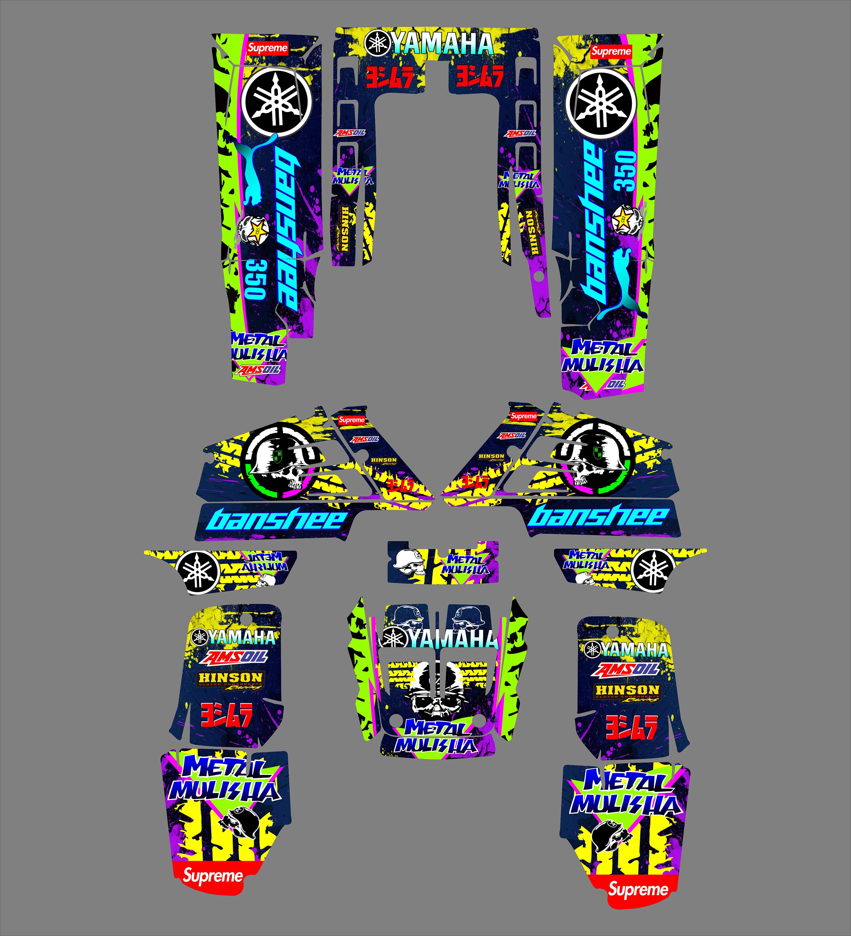 Yamaha Banshee 350 Full Graphics Kit Stickers Decals Atv - Etsy