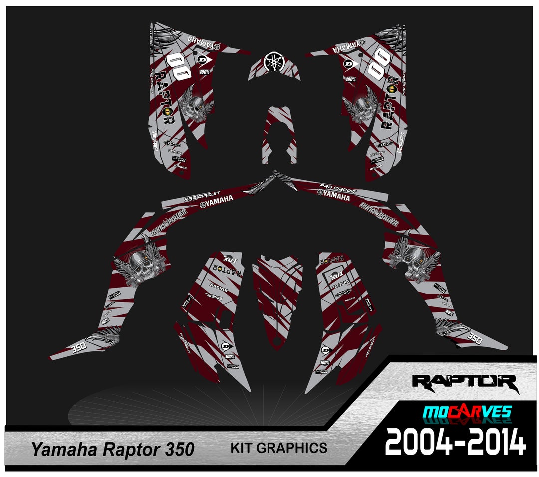 YAMAHA Raptor 350 Graphics Kit 2004 2006 2009 to 2014 Decals Stickers ...