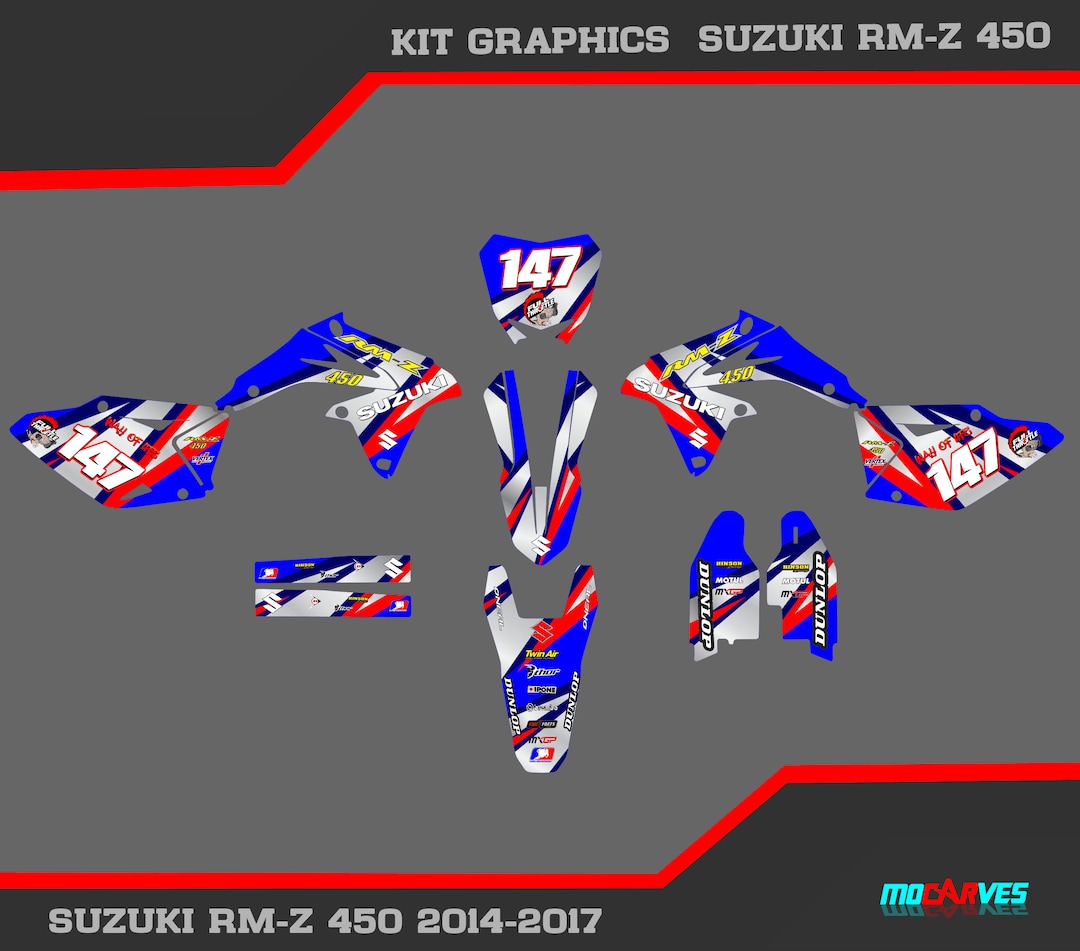 Suzuki Full Graphics RMZ 450 2017 Decals Stickers Kit Motocross - Etsy