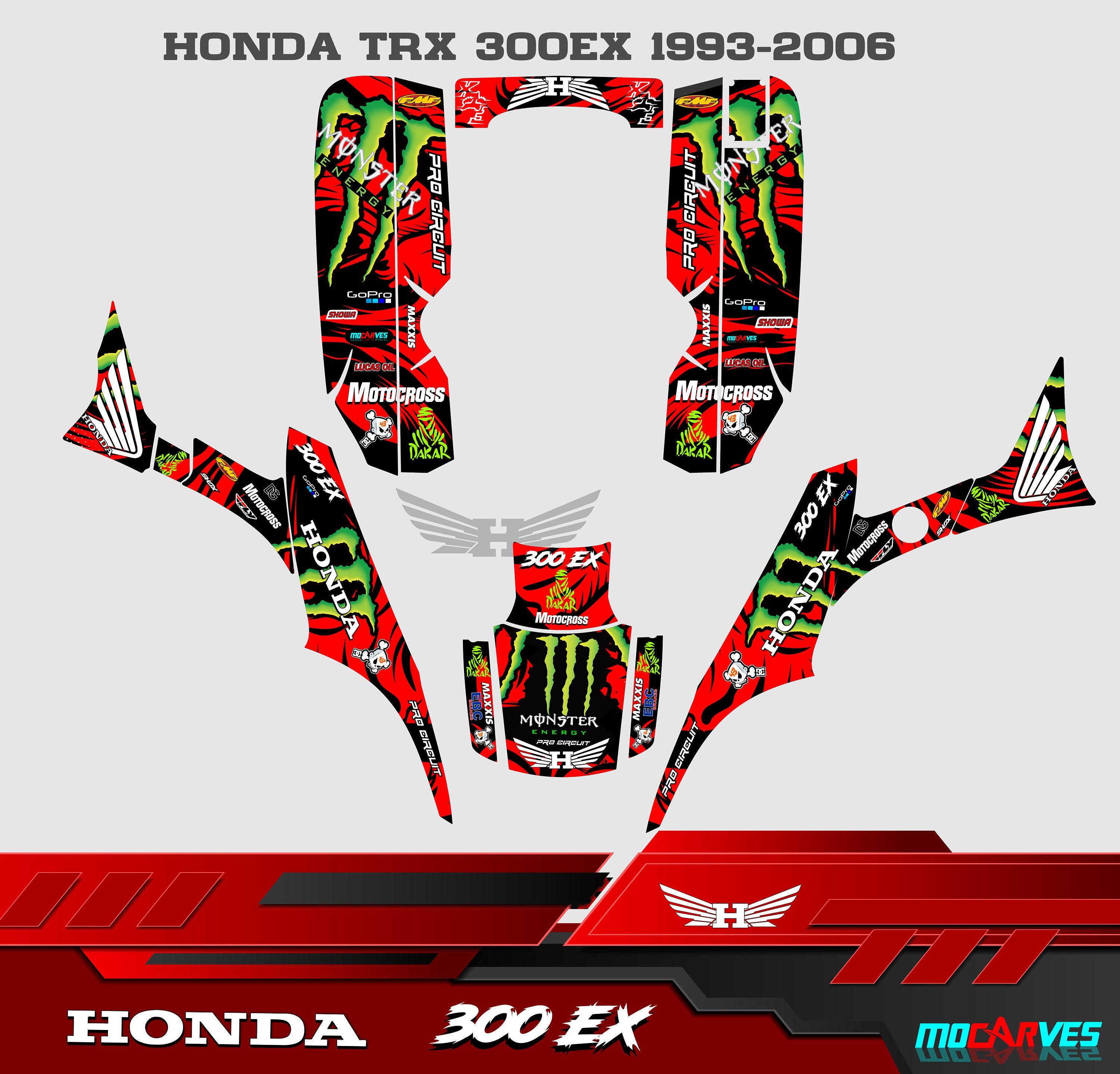 Honda Trx 300ex 1993 2006 Graphics Kit Decal Atv Utv - Etsy