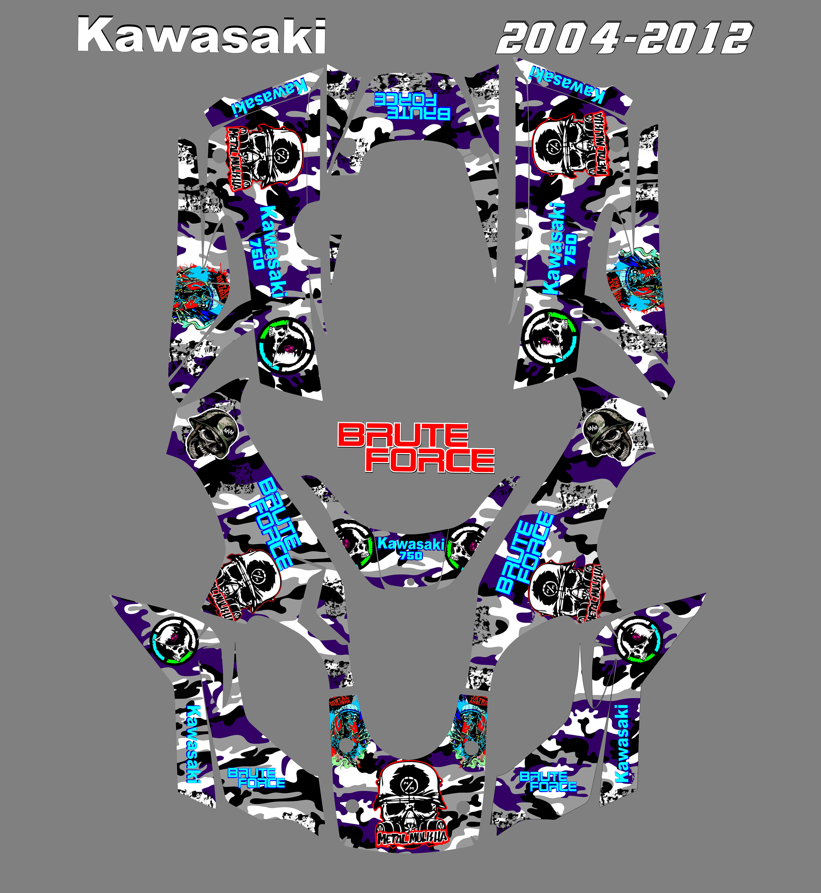 Kawasaki Brute Force 2004/2012 Graphics Kit Decal Stickers ATV - Etsy